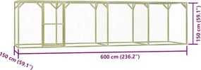 vidaXL Klec pro kuřata 1,5 x 6 x 1,5 m impregnovaná borovice [278405]