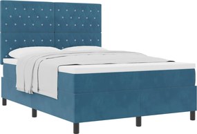 Postel s boxspringem s matrací Tmavě modrá 140 x 200 cm samet 3339774
