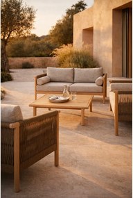 Šedobéžový čalouněný zahradní lounge set pro 3 osoby Oasis – Dutchbone