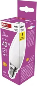 EMOS Classic Candle 4,2W-40W E14 / LED žárovka / neutrální bílá / 470