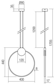 Redo 01-3106 - LED Lustr na lanku ATOM LED/11W/230V pr. 40 cm