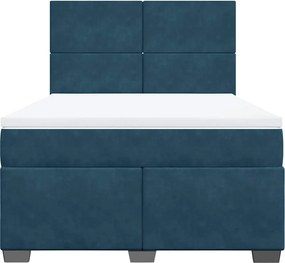 Box spring postel s matrací modrá 140 x 190 cm samet 3293204