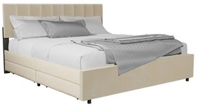 Juskys Čalouněná postel Soria se zásuvkami 180 x 200 béžová