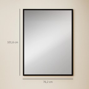 HOMCOM obdélníkové nástěnné zrcadlo 76×101 cm — černý MDF rám, do koupelny i obýváku
