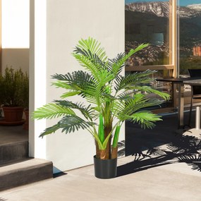 HOMCOM Umělé rostliny, umělá palma, 100 cm umělá rostlina s 27 větvemi, pokojová rostlina, umělý strom, rostlinná dekorace pro interiér, exteriér, ze…