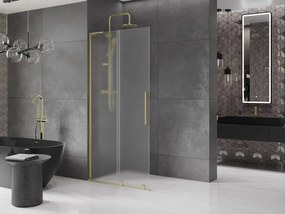 Mexen Velar L, posuvná sprchová zástěna Walk-in 100 x 200 cm, 8mm sklo námraza, zlatá matná, 871-100-003-33-55