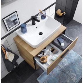 Závěsná skříňka bez umyvadla v dekoru dubu v přírodní barvě 51x72 cm Quickset 395 – Pelipal