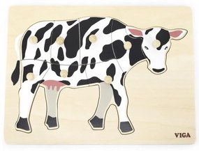 Viga Dřevěná montessori vkládačka - kráva
