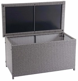 Polyratanový zahradní úložný box HWC-D88 - základní šedá, 51x115x59cm 250l