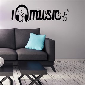 Samolepka na zeď - I love music (95x30 cm) - PopyDesign