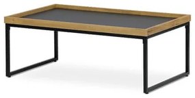 Autronic Konferenční stůl Stůl konferenční, MDF deska šedá s dekorativní hranou divoký dub, černý kov. (CT-611 OAK)