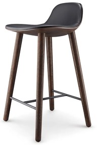 Barová židle, výška 65 cm, dub kouřový, kůže v černé barvě - Eva Solo