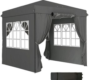 Outsunny Pavilon 2,5x2,5m, Voděodolný Stabilní Zimní Pop-up Skládací Pavilon, UV Ochrana 50+, Skládací Party Stan Zahradní Stan s 4 Bočními Panely a T