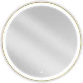 Mexen Esso kulaté podsvícené koupelnové zrcadlo, průměr 90 cm, LED 6000K, antifog, zlatý rám - 9825-090-090-611-50