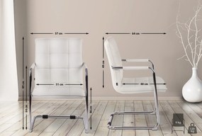 Konferenční židle Gandia umělá kůže chromovaná konstrukce – bílá