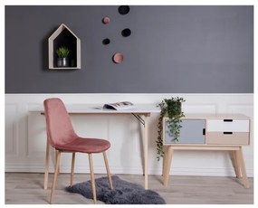 Designový psací stůl Carmen, bílý / přírodní