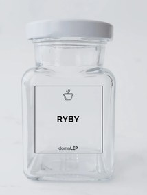 Samolepka na kořenky RYBY průhledná 5 × 5 cm tučné písmo