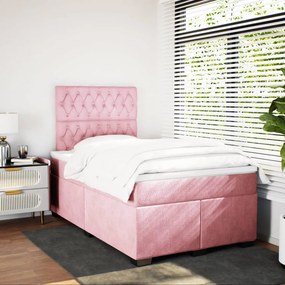 Box spring postel s matrací růžová 120 x 200 cm samet 3290893