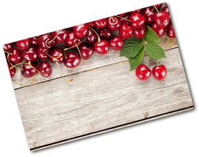 Wallmuralia Kuchyňská deska velká skleněná Višně na stromě 80x52 cm