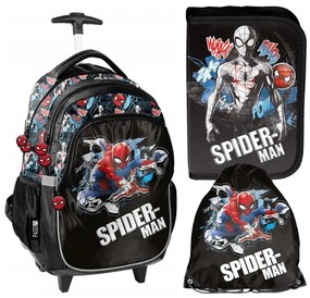3dílná školní sada SPIDER-MAN - batoh na kolečkách + penál + taška na přezůvky