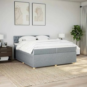 Box spring postel s matrací světle šedá 200 x 200 cm textil 3289870