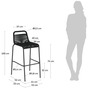 Černá pletená barová židle Kave Home Lambton 74 cm