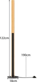 Costway Bambusová stojací lampa stmívatelná LED rohová lampa s nožním spínačem