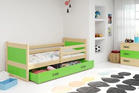BMS Group Dětská postel Rico 1 Borovice/zelená 200x90