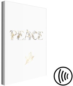 Obraz Mír (1-dílný) svislý - anglický text s zlatými akcenty
