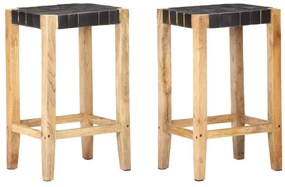 vidaXl Barové stoličky 2 ks černé pravá kůže 75 cm 321835
