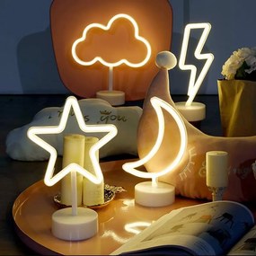 ACA Lighting Neonová lampička - Hvězdička, 3x AA baterie, IP20