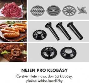 Klarstein Výkonný elektrický mlýnek na maso 700 W měděný motor, nerezový ocel, na klobásy a kebbe