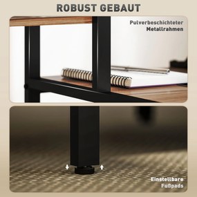 HOMCOM Stůl 150 x 48 cm Počítačový stůl s podstavcem na monitor, stojanem na CPU, policí na tiskárnu, 4 policemi, kovovým rámem pro domácí kancelář, …