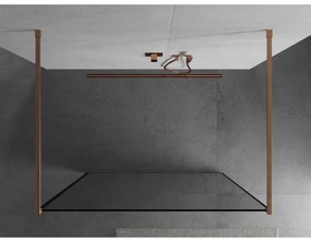 Mexen Kioto, sprchová zástěna Walk-In 150 x 200 cm, 8mm sklo černý vzor, ​​měděný matný profil, 800-150-002-65-70