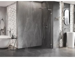 Mexen, Mexen Lunar L sprchová stěna pravá 90 x 200 cm, průhledná 8 mm, broušený nikl - 830L-090-000-97-00-P