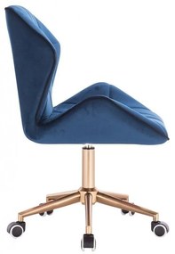 LuxuryForm Židle MILANO MAX VELUR na zlaté základně s kolečky - modrá
