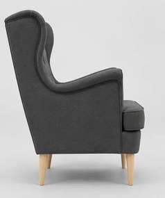 relaxační křeslo, ušák, dřevo/kov/textil, 102x80x66 cm, nohy světlé/šedá, Dekorino ORION
