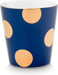 Pip Studio Dot Delight Navy-Gold hrnek bez ucha s odkládacím táckem 270ml, modro-zlatý (hrnek bez ucha z tenkostěnného porcelánu v dárkové krabičce)