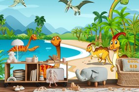 Fototapeta Dinosauři Na Pláži Vliesová tapeta 360x240