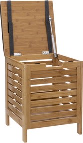 Koupelnový taburet BAMBOO s košem na prádlo, 2v1