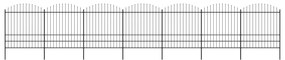 Zahradní plot s kopím nahoře ocelový 1248 x 200 cm černý