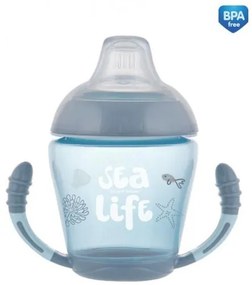 Canpol babies Nevylévací hrníček se silikonovým ventilem 230 ml Sea Life Šedý