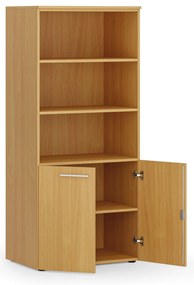 Kombinovaná kancelářská skříň PRIMO WOOD, nízké dveře, 800 x 500 x 1781 mm, buk