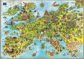 HEYE Puzzle Draci - Mapa Evropy / 4000 dílků / 136 x 96 cm
