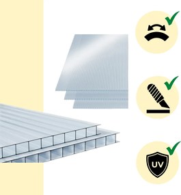 Dutinkový polykarbonát MARK 4mm, 60,5x121x0,4cm, 14ks, transparentní Jurhan