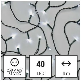 Vánoční osvětlení EMOS D4AC21 40LED řetěz 4m studená bílá programy s časovačem