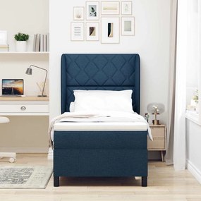 Postel s boxspringem s čelo Modrá 90 x 190 cm textil 3340605