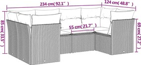 6dílná zahradní sedací souprava s poduškami černá polyratan 3218105