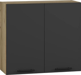 Závěsná kuchyňská skříňka VITO - 80x72x30 cm - dub craft/antracitová