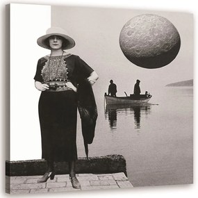 Gario Obraz na plátně Žena stojící na mostě přes jezero - Lili Chartrand Rozměry: 30 x 30 cm